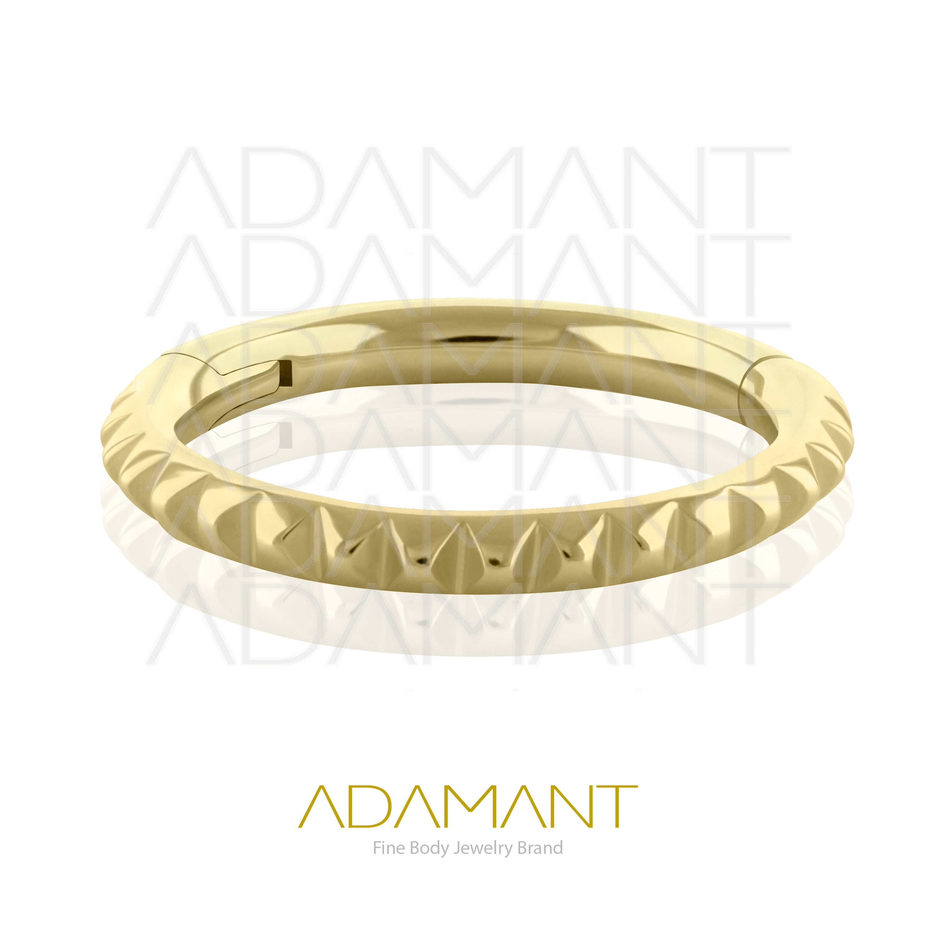 16g, Hinged Ring, 14k Solid Gold, Side Pyramid Cuts