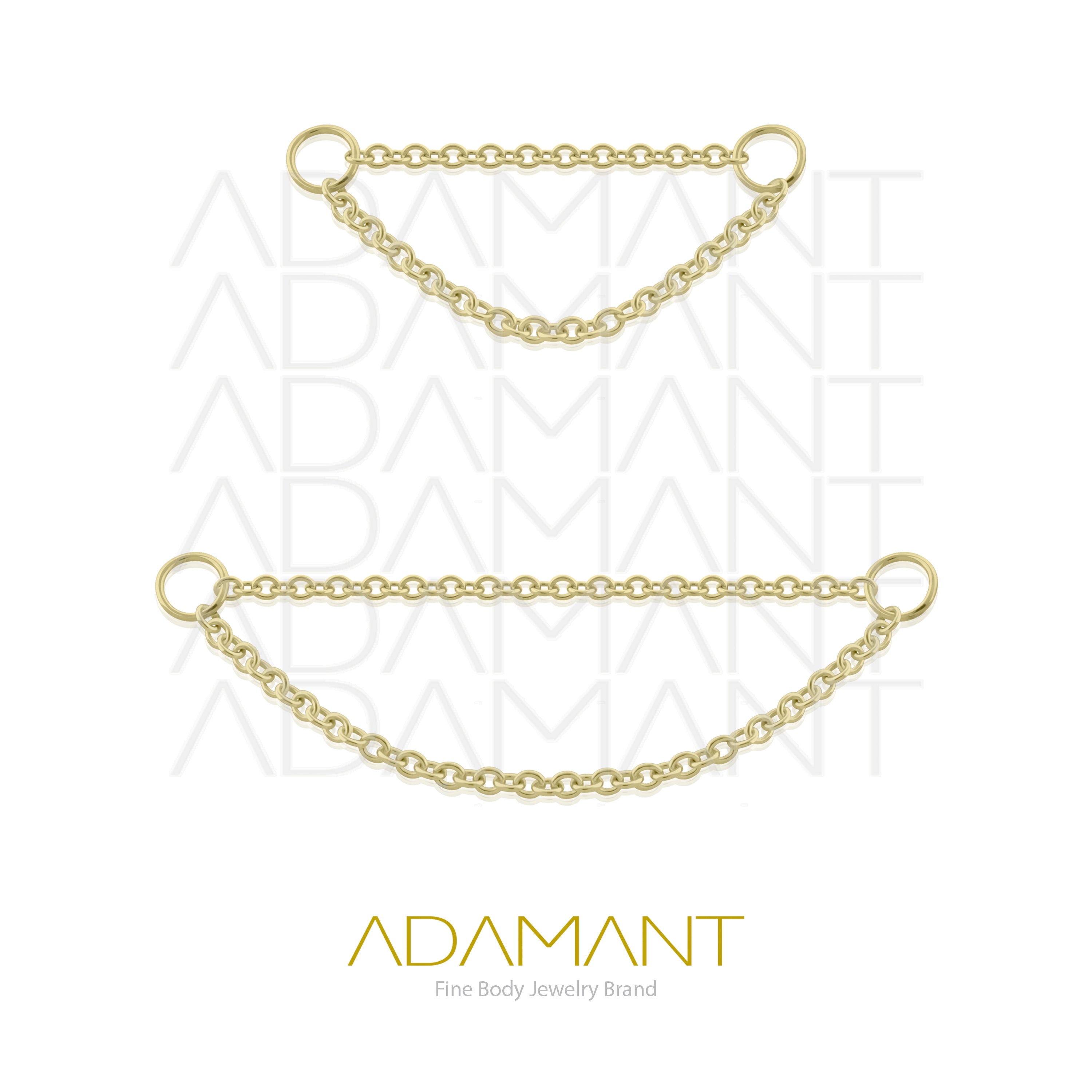 14K Solid Gold Chain, Nickel Free Double Cable, Hanging Chain — Adamant ...